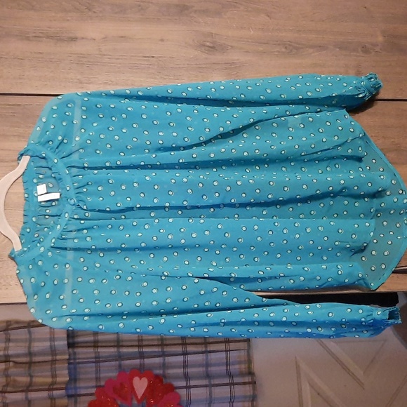 Elle | Tops | Sheer Turquoise Blouse | Poshmark